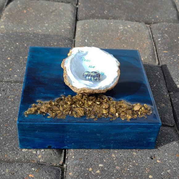 Hand Crafted | Art | Seas The Day Oyster Shell Wall Art Nautilus Gold ...